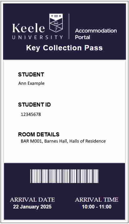 Key collection pass - Keele University